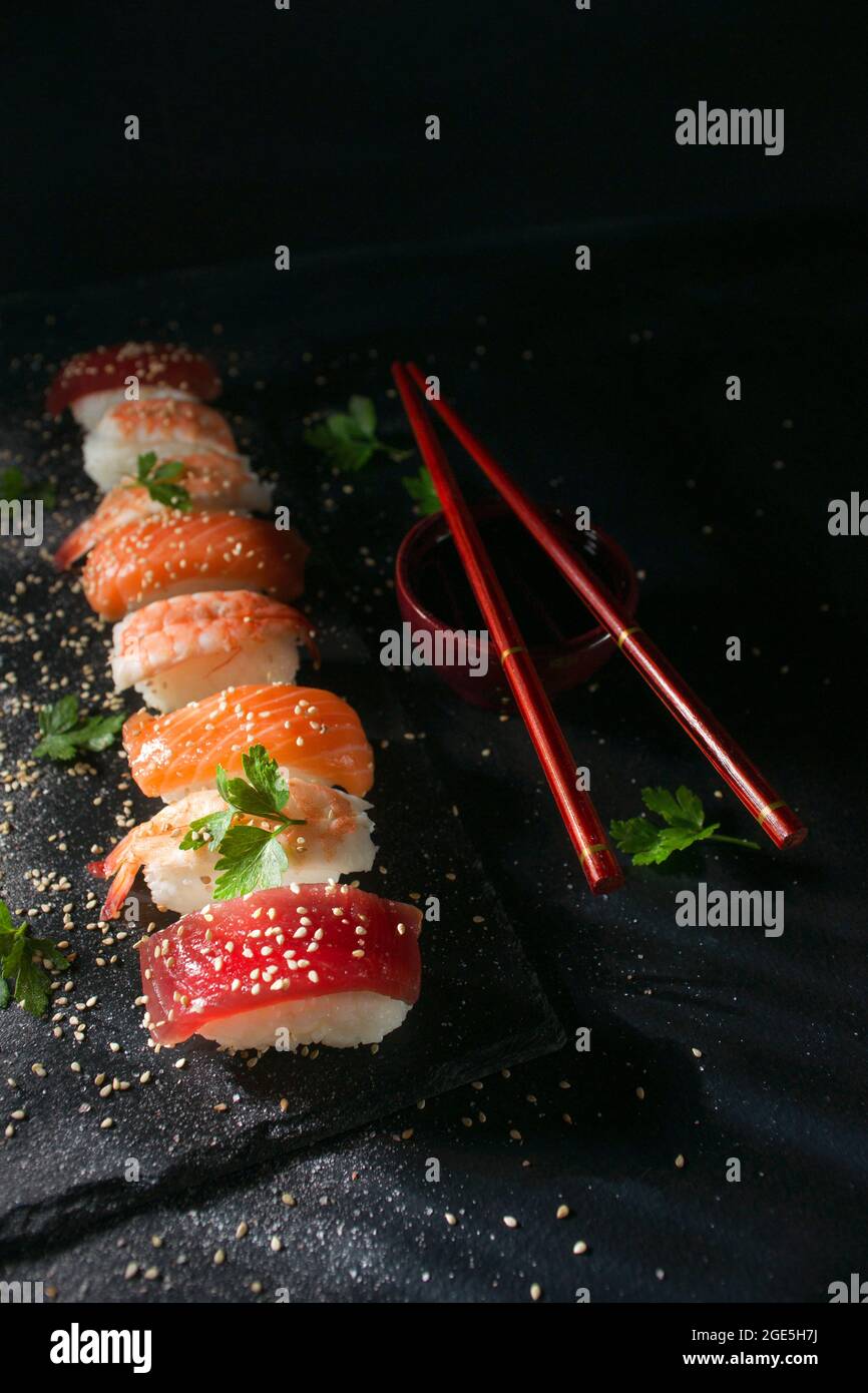 Presentation of a portion of a typical Japanese dish the Sushi Stock ...