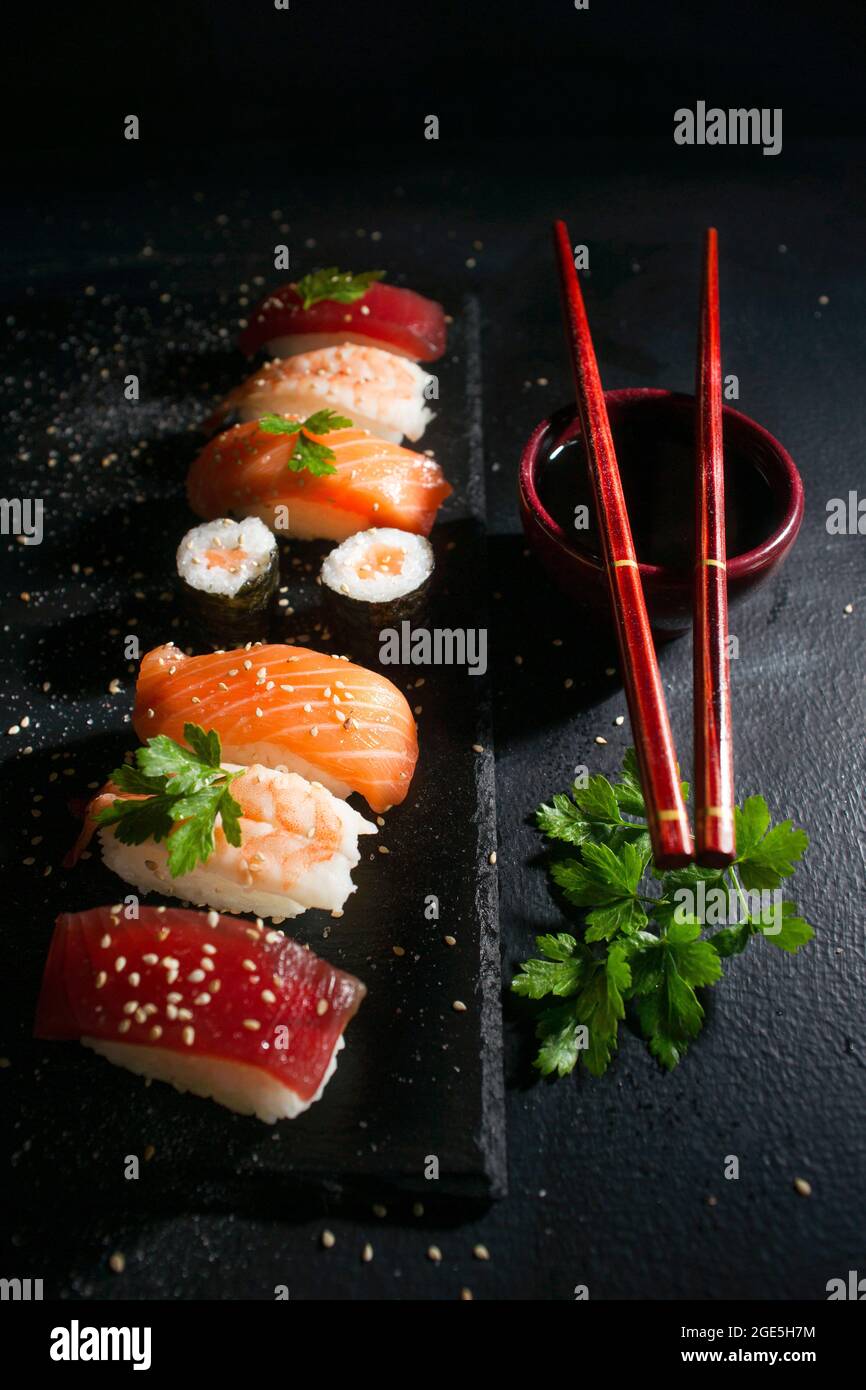 Presentation of a portion of a typical Japanese dish the Sushi Stock ...