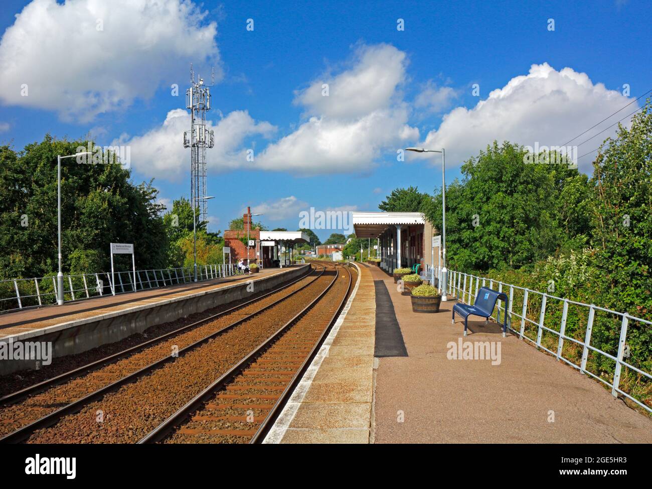 A view of the Hoveton and Wroxham railway station between Sheringham ...