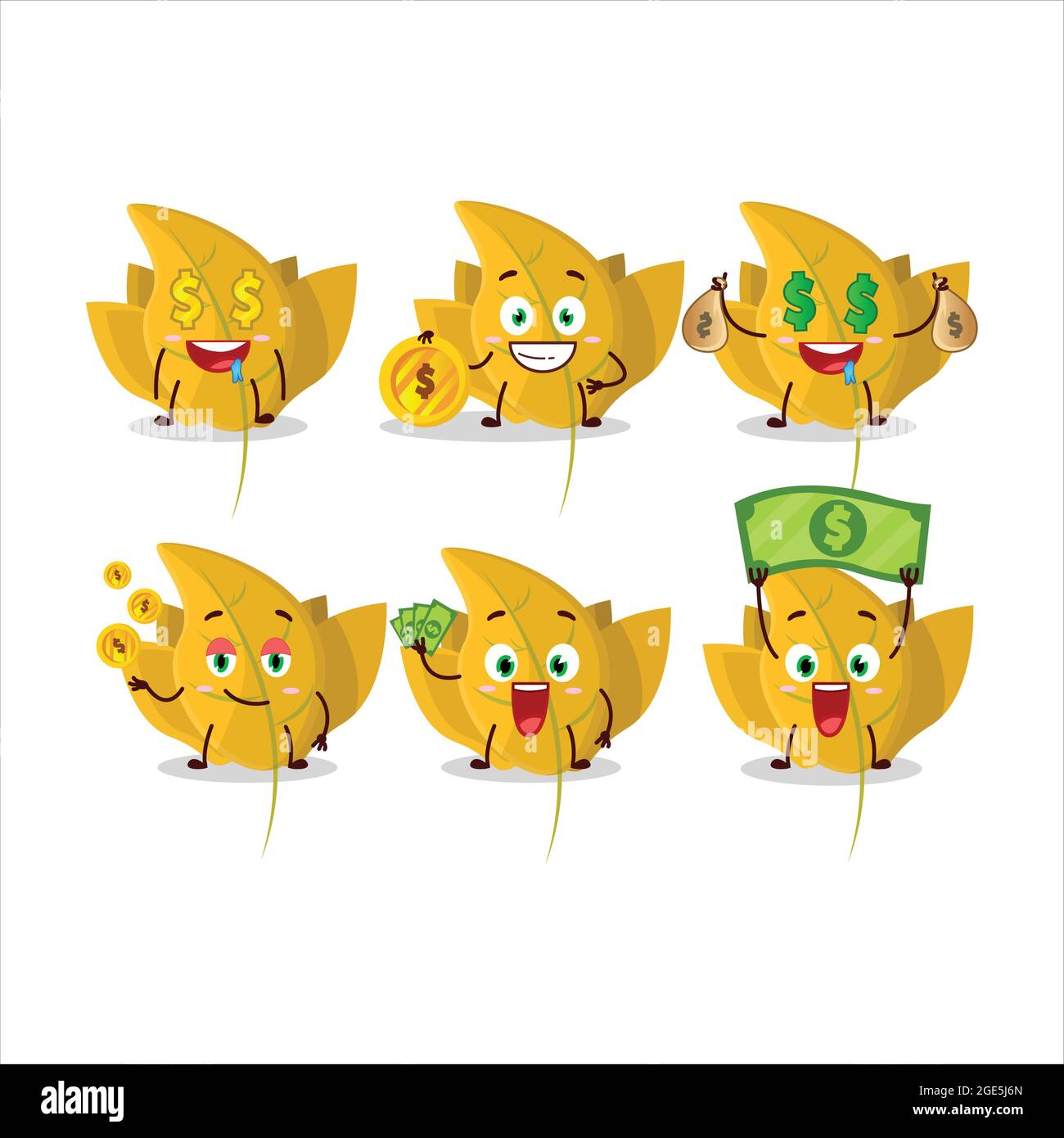 Conkers yellow leafz cartoon character with cute emoticon bring money ...