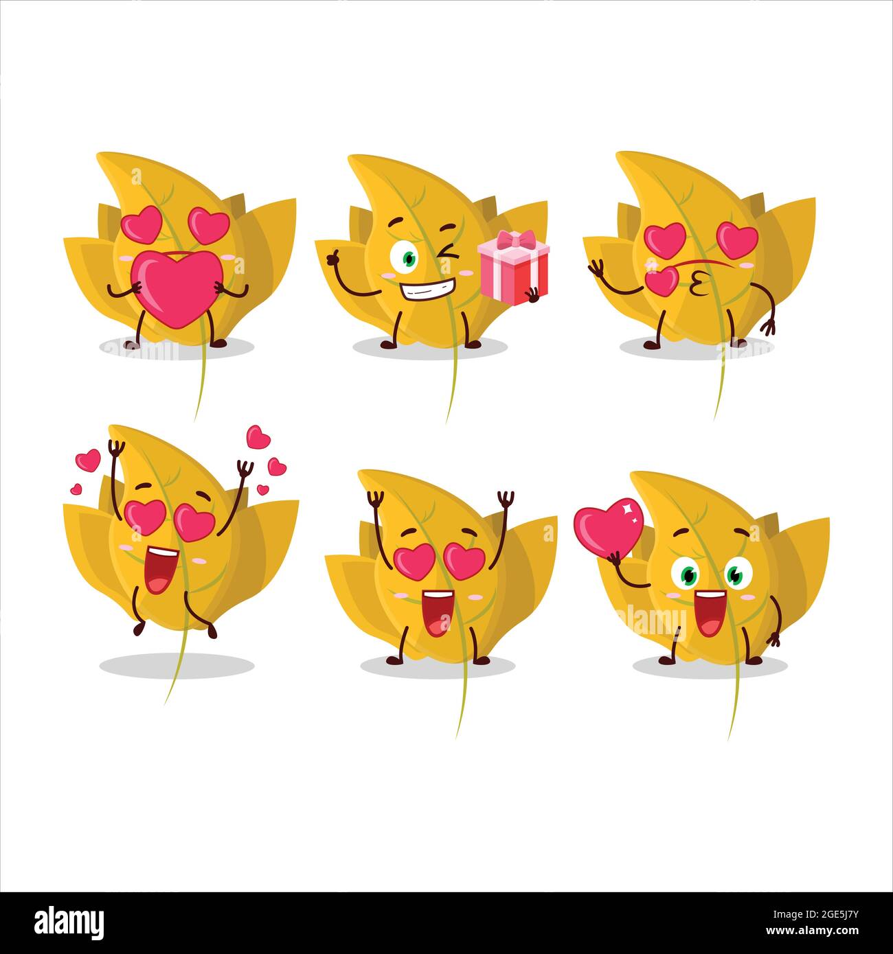 Conkers yellow leafz cartoon character with love cute emoticon. Vector ...