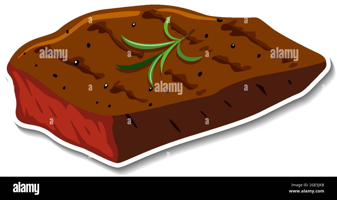 A fried steak sticker on white background illustration Stock Vector ...