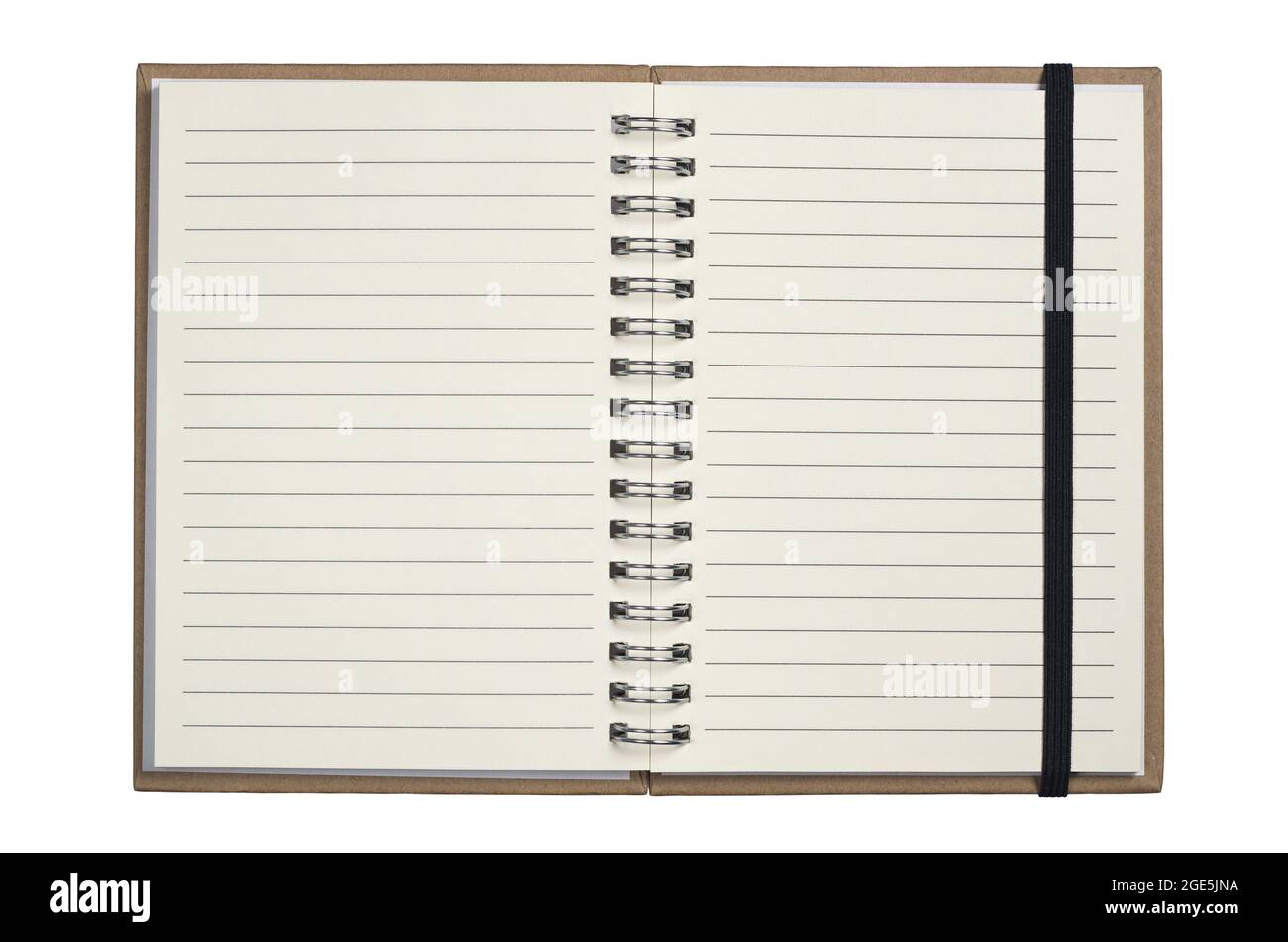 Open notepad with spiral in hardcover isolated on white background, top ...