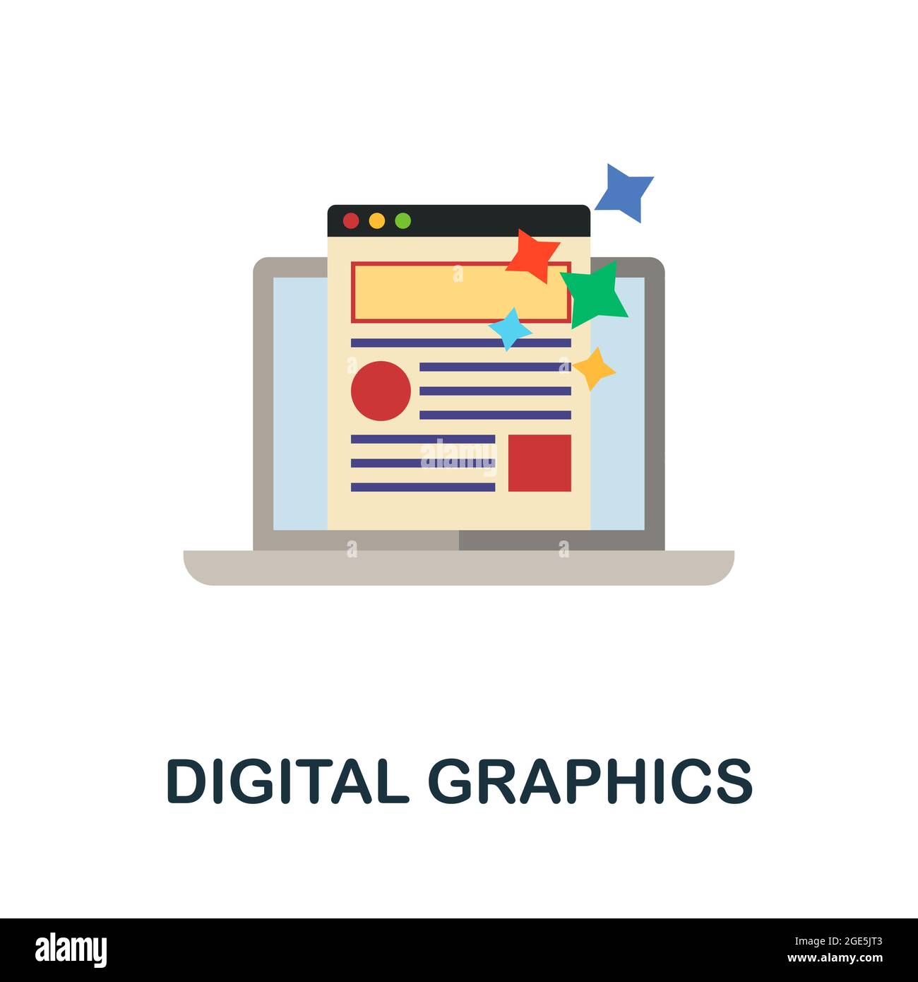 Digital Graphics flat icon. Colored sign from design thinking ...