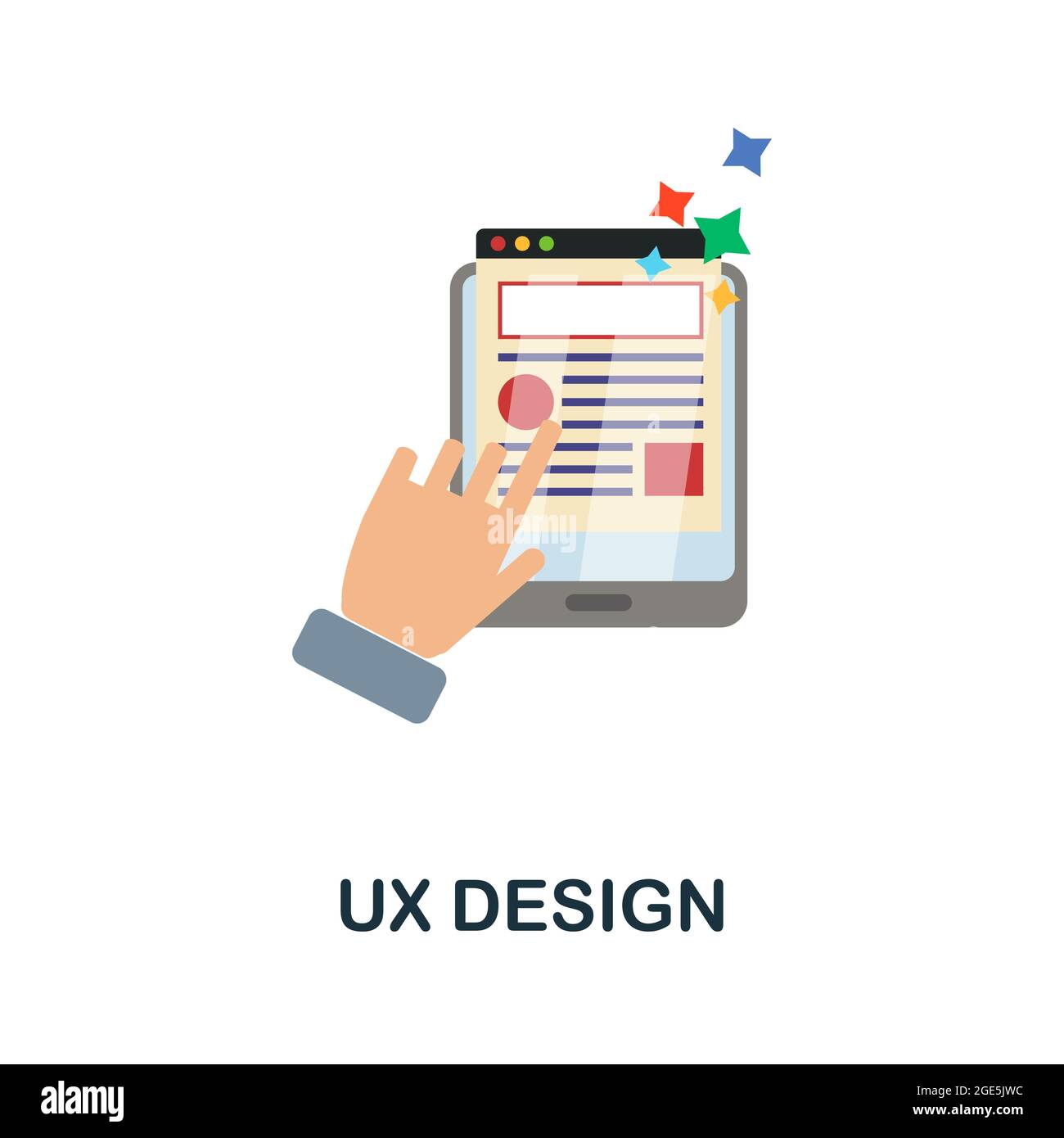 Ux Design flat icon. Colored sign from design thinking collection ...