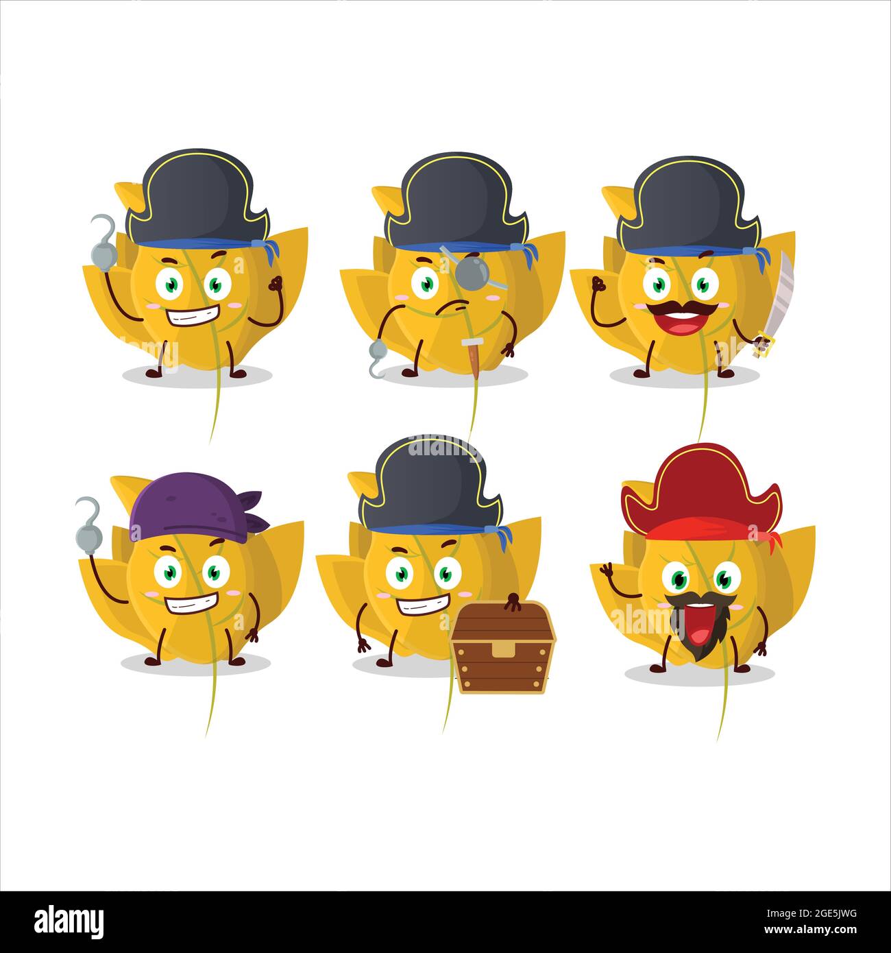 Cartoon character of conkers yellow leafz with various pirates ...