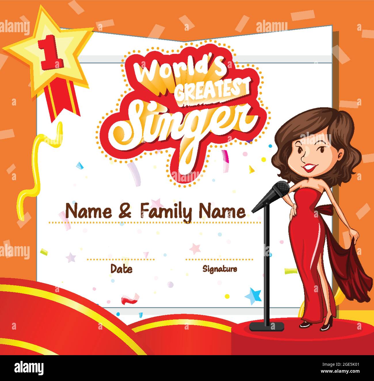World greatest singer certificate template illustration Stock Vector ...
