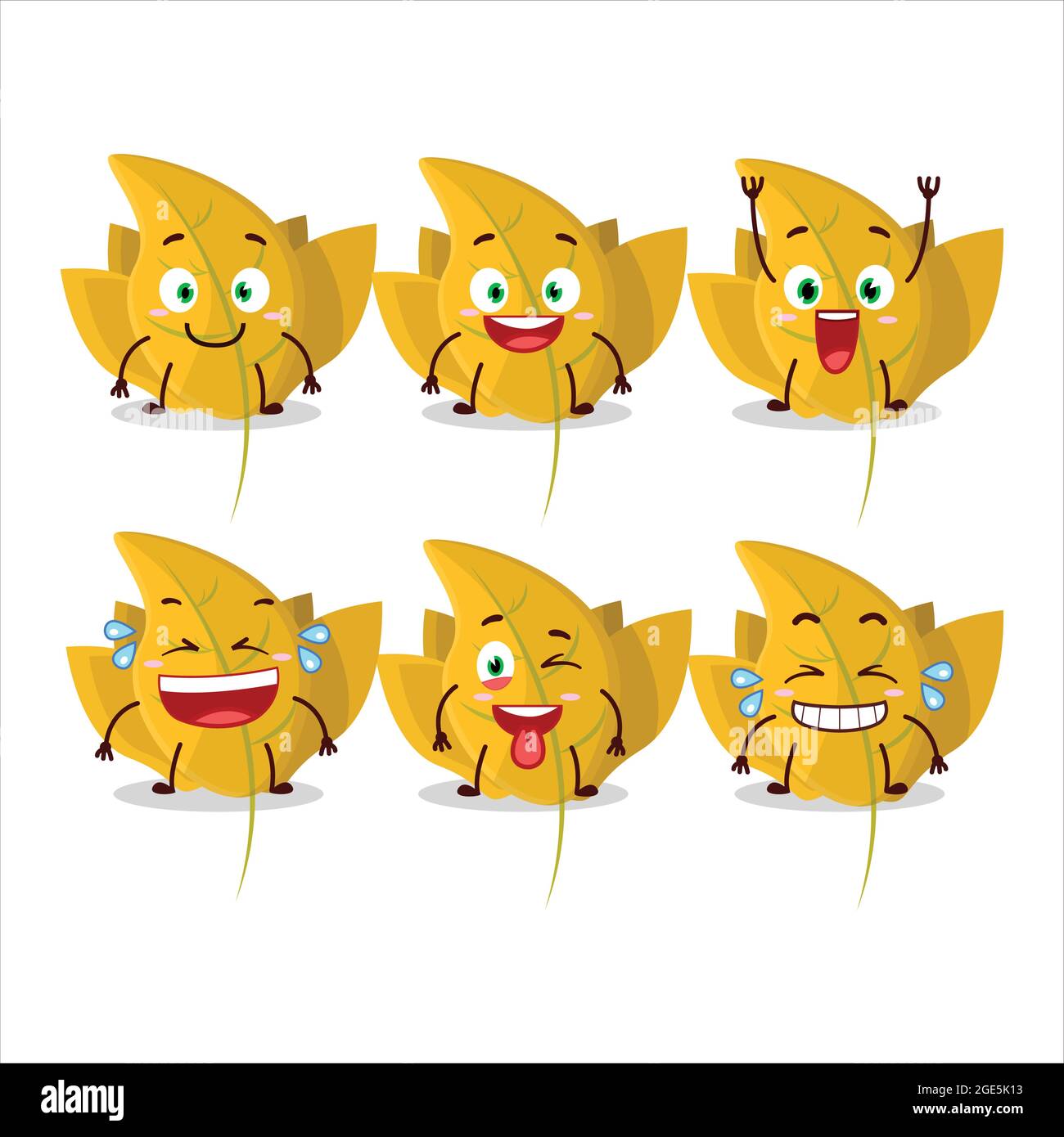 Cartoon character of conkers yellow leafz with smile expression. Vector ...