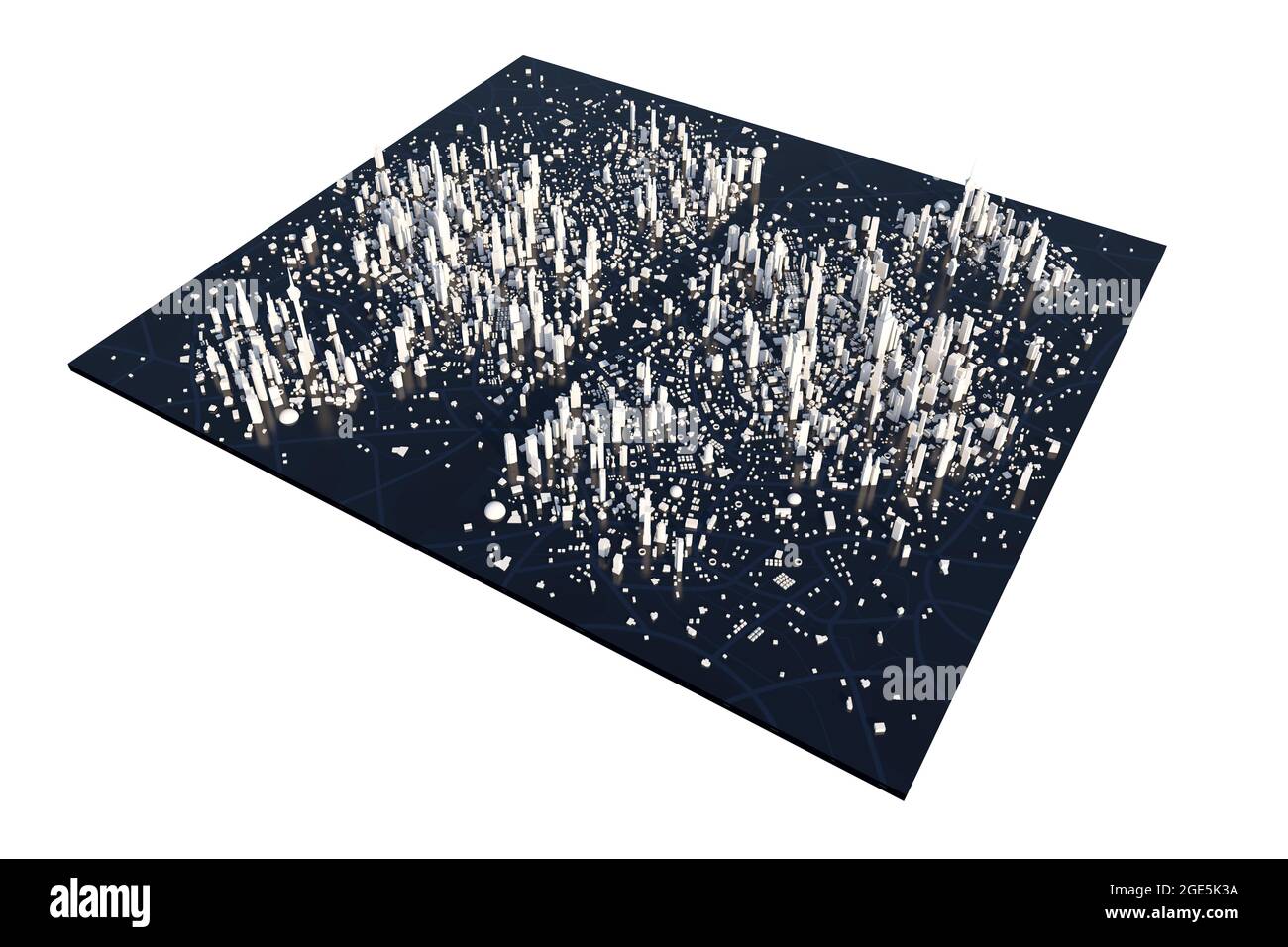 Aerial view 3D Rendering white city, Cityscape with building house and ...