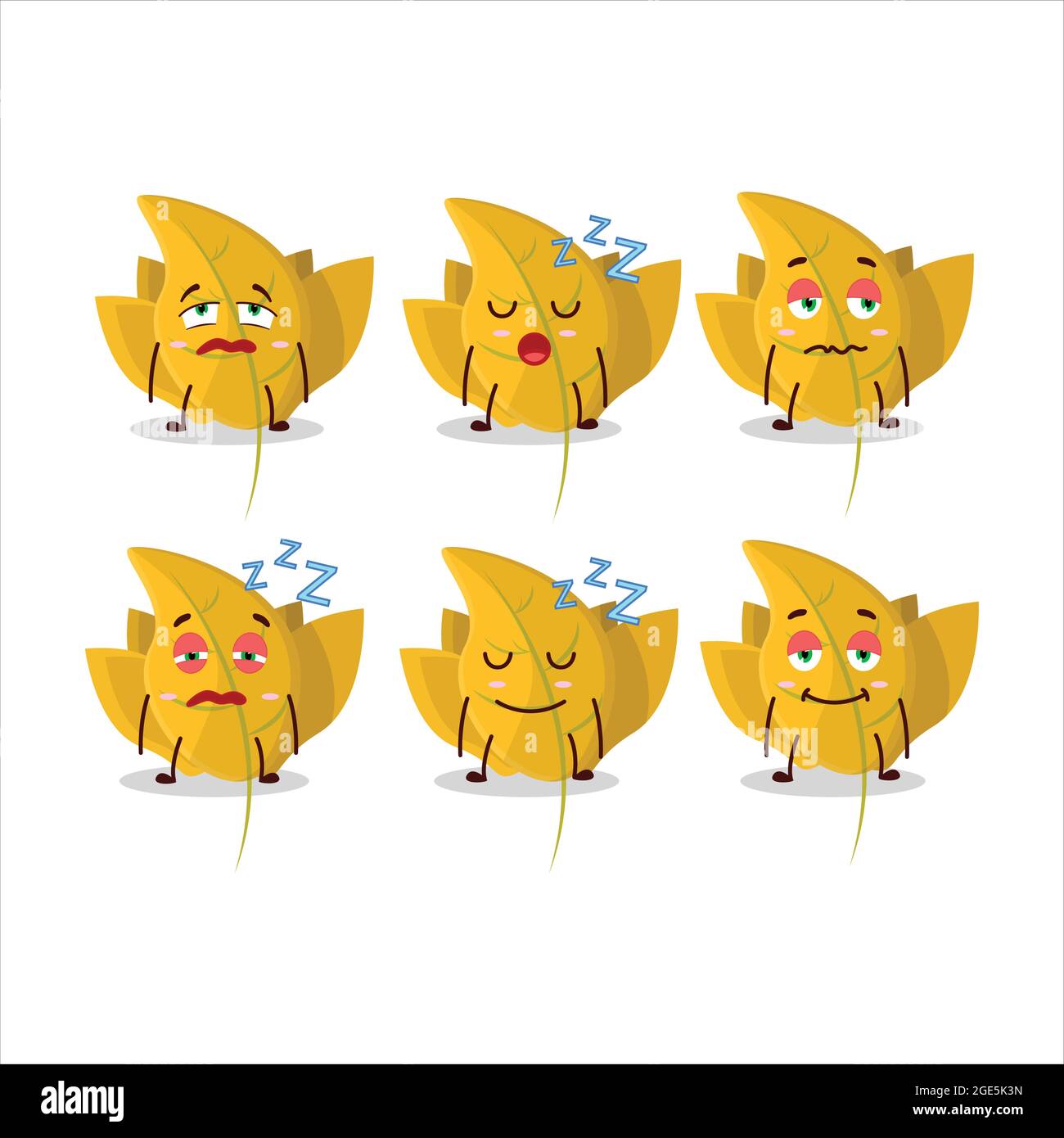 Cartoon character of conkers yellow leafz with sleepy expression ...