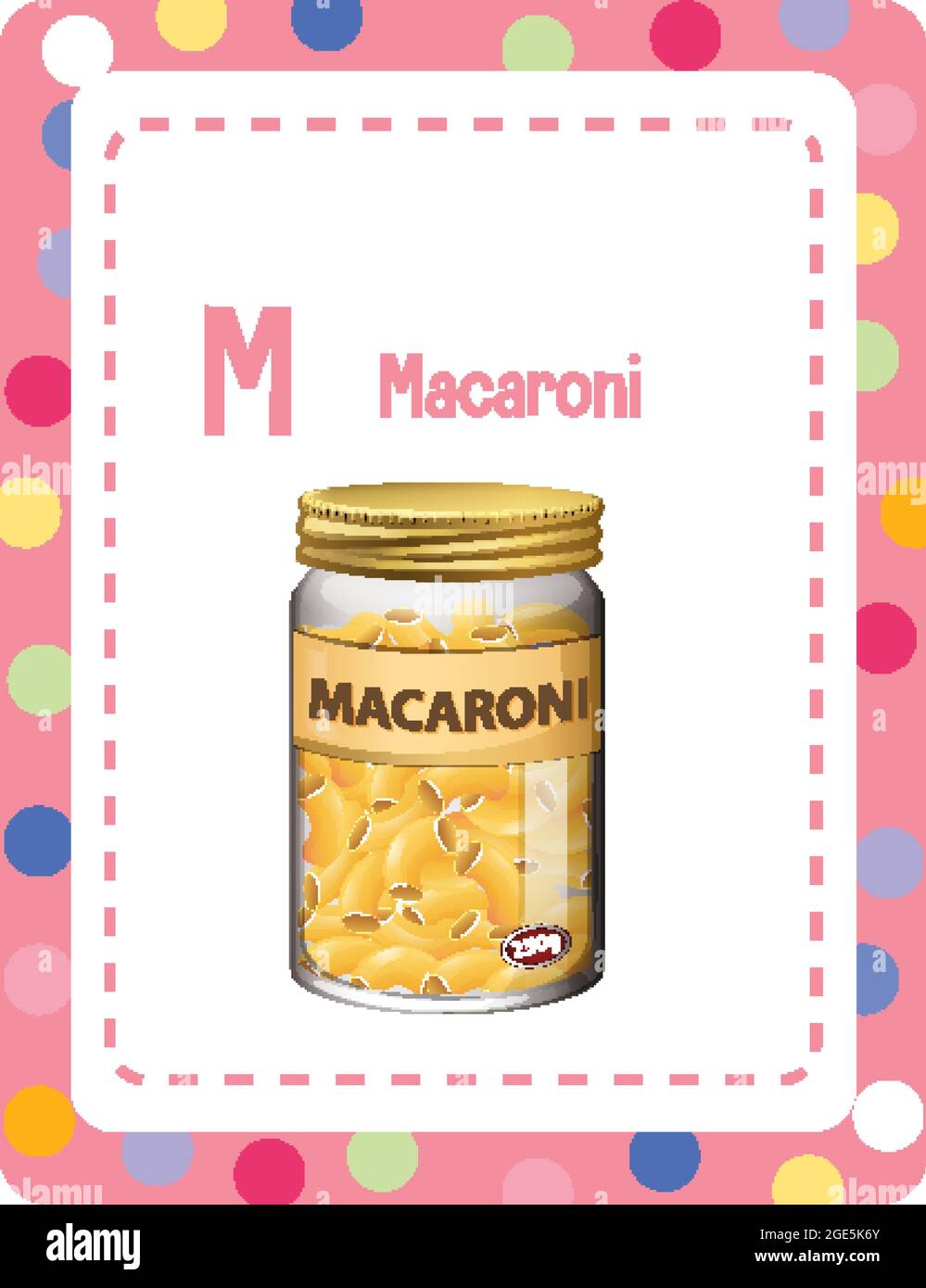 Alphabet flashcard with letter M for Macaroni illustration Stock Vector ...