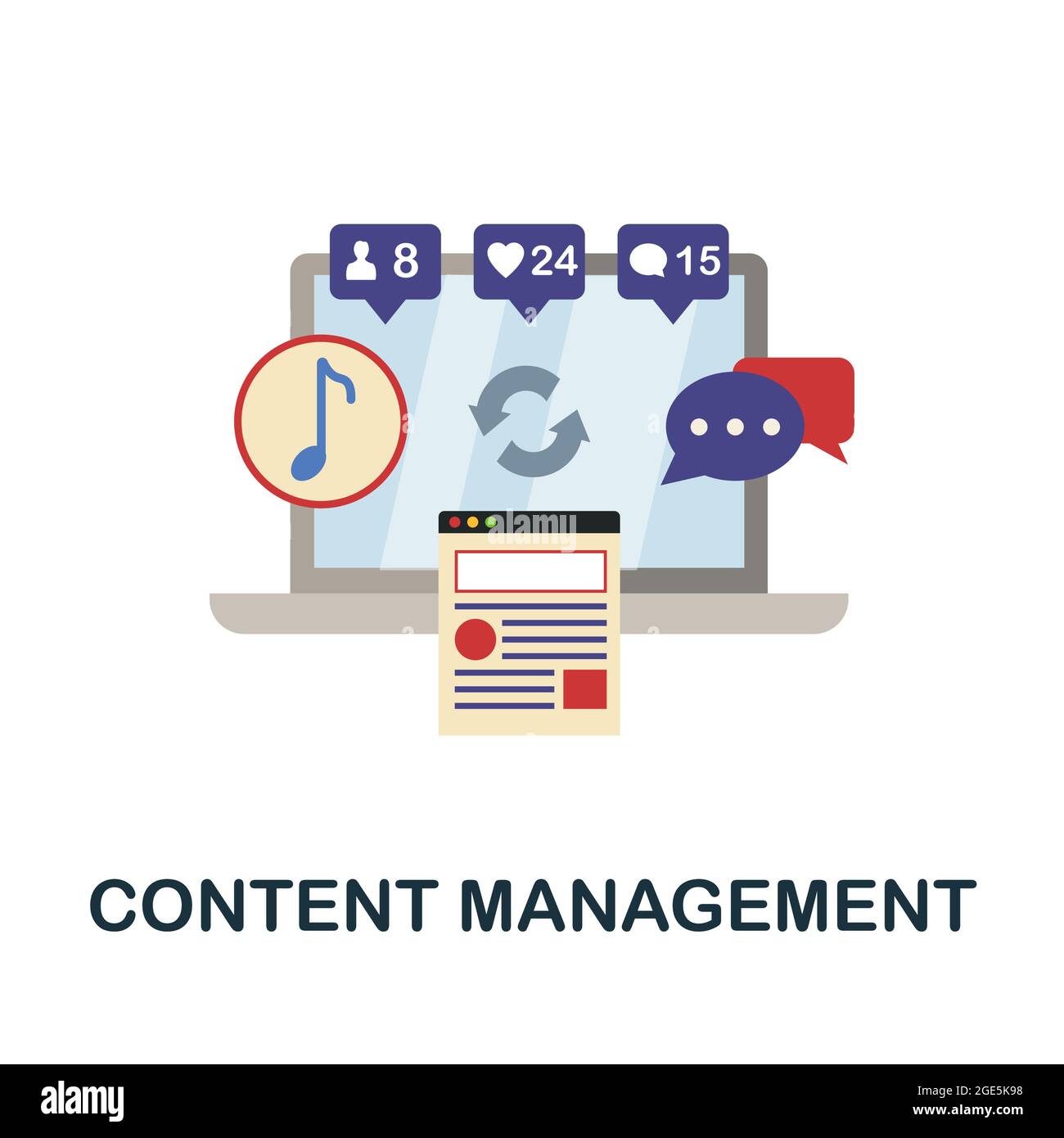 Content Management flat icon. Colored sign from design thinking ...