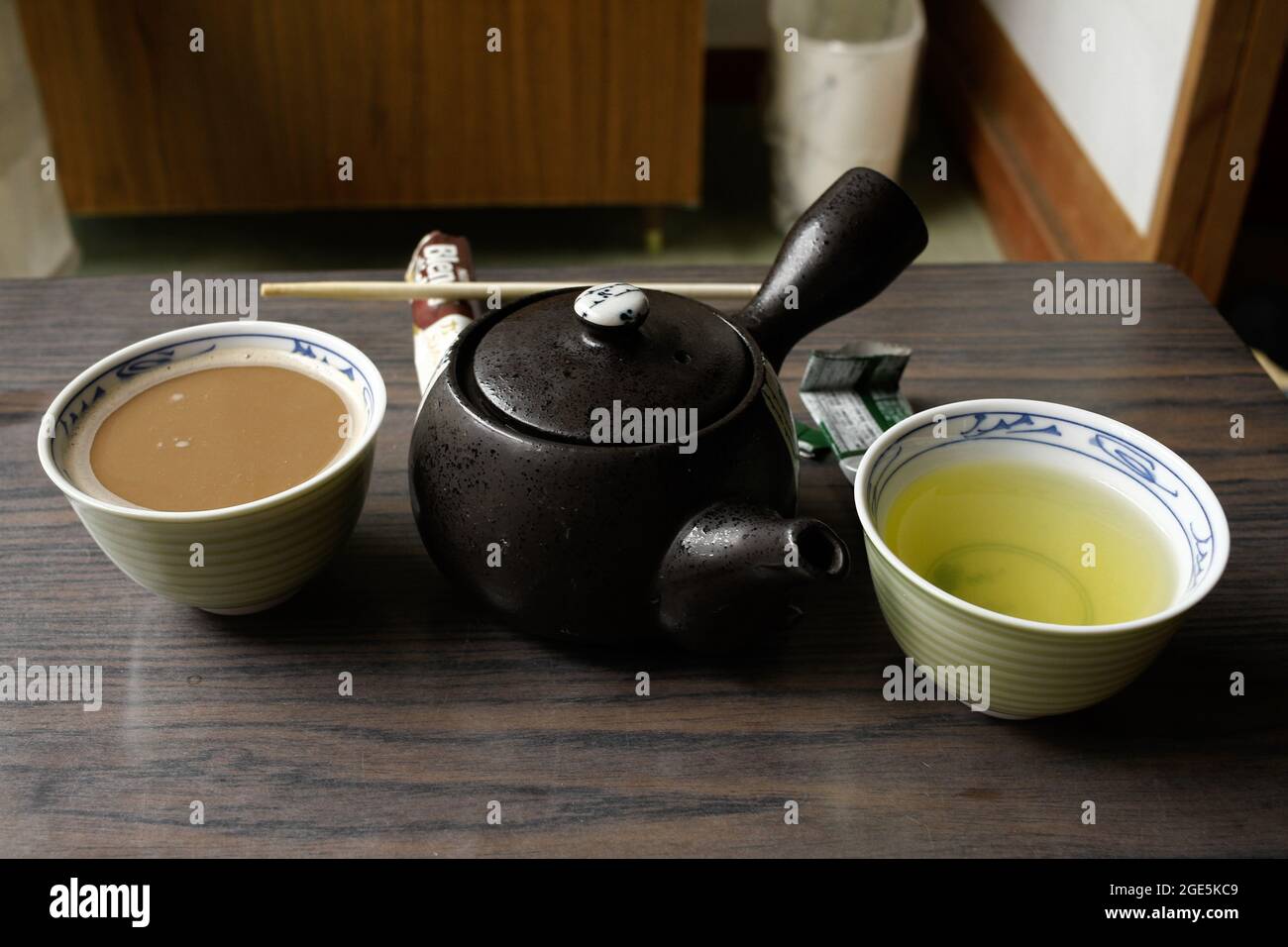 nagano, japan, 2021-13-08 , Tea and coffee made by an instant powder ...