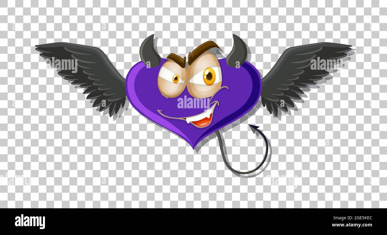 Devil cartoon character with facial expression on transparent ...