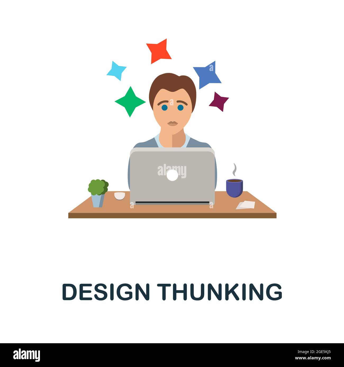 Design Thunking flat icon. Colored sign from collection. Creative ... Design Thunking flat icon. Colored sign from collection. Creative ...