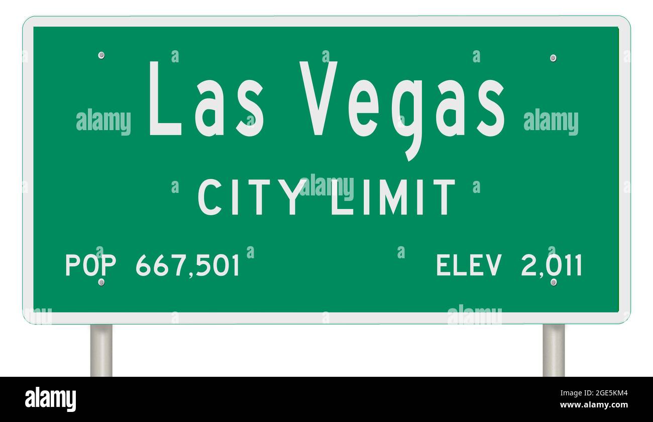 Rendering of a green Nevada highway sign with city information Stock ...