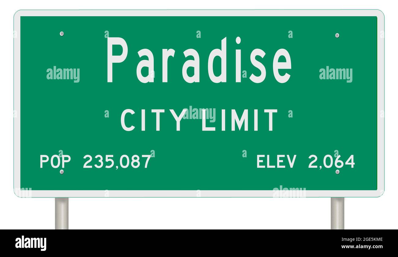 Rendering of a green Nevada highway sign with city information Stock ...