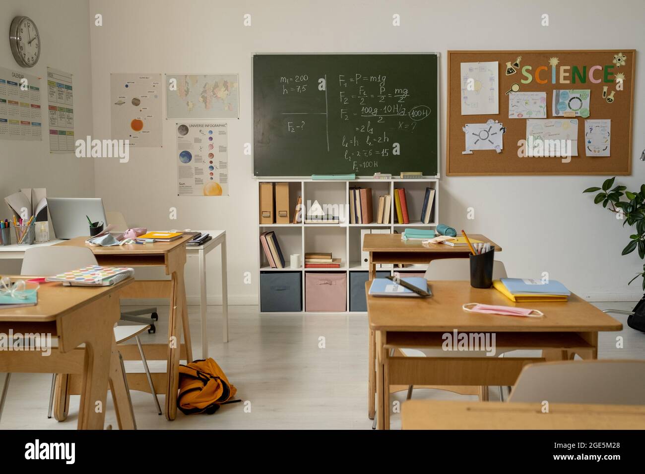 Interior of spacious classroom in contemporary school with no one ...