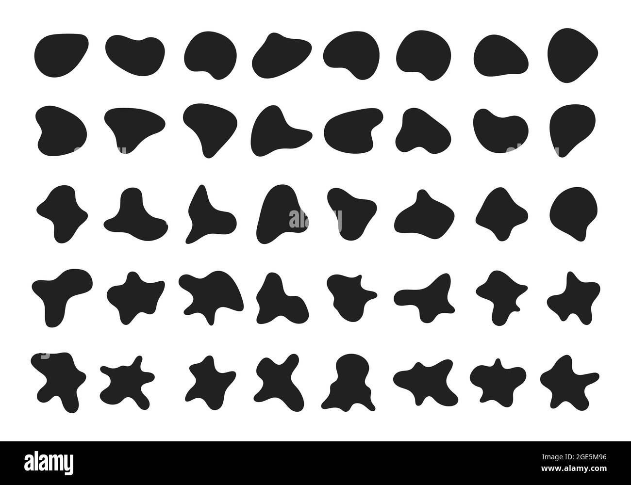 Random abstract liquid organic black irregular blotch shapes flat style ...
