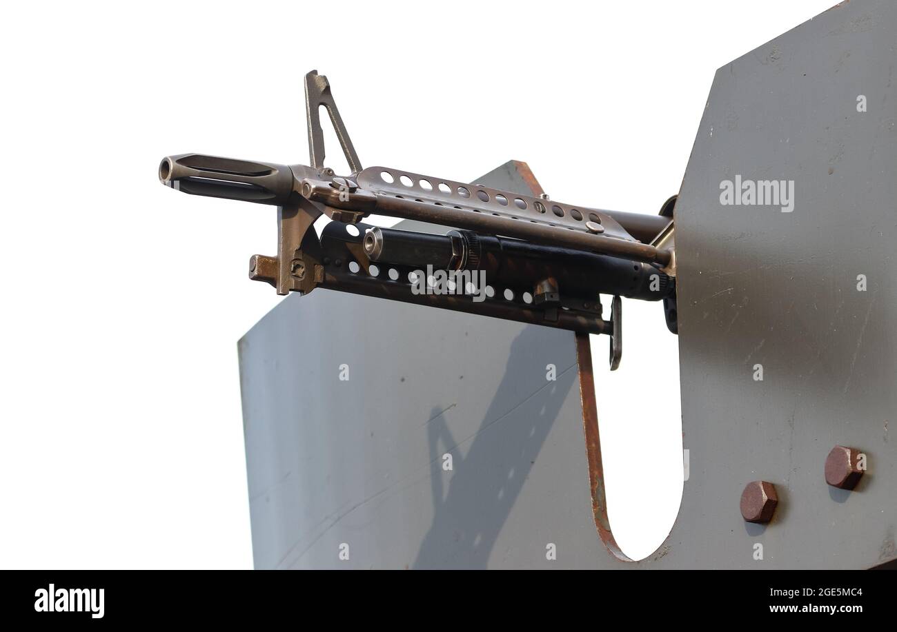 Machine gun with armor shield mount Stock Photo - Alamy