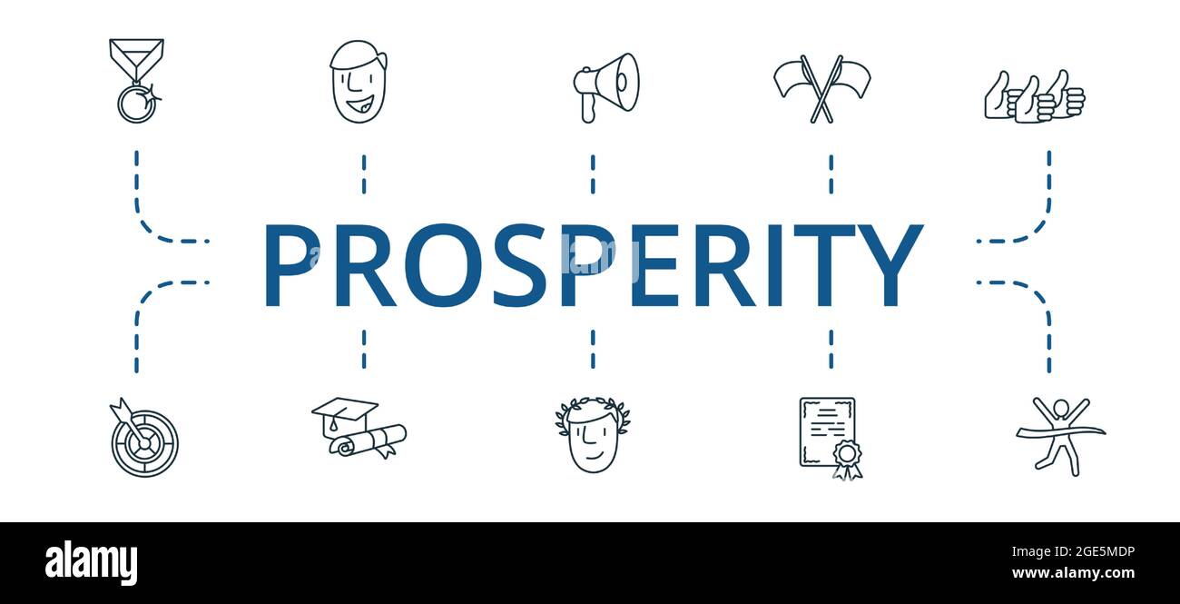 Prosperity icon set. Contains editable icons theme such as goal ...