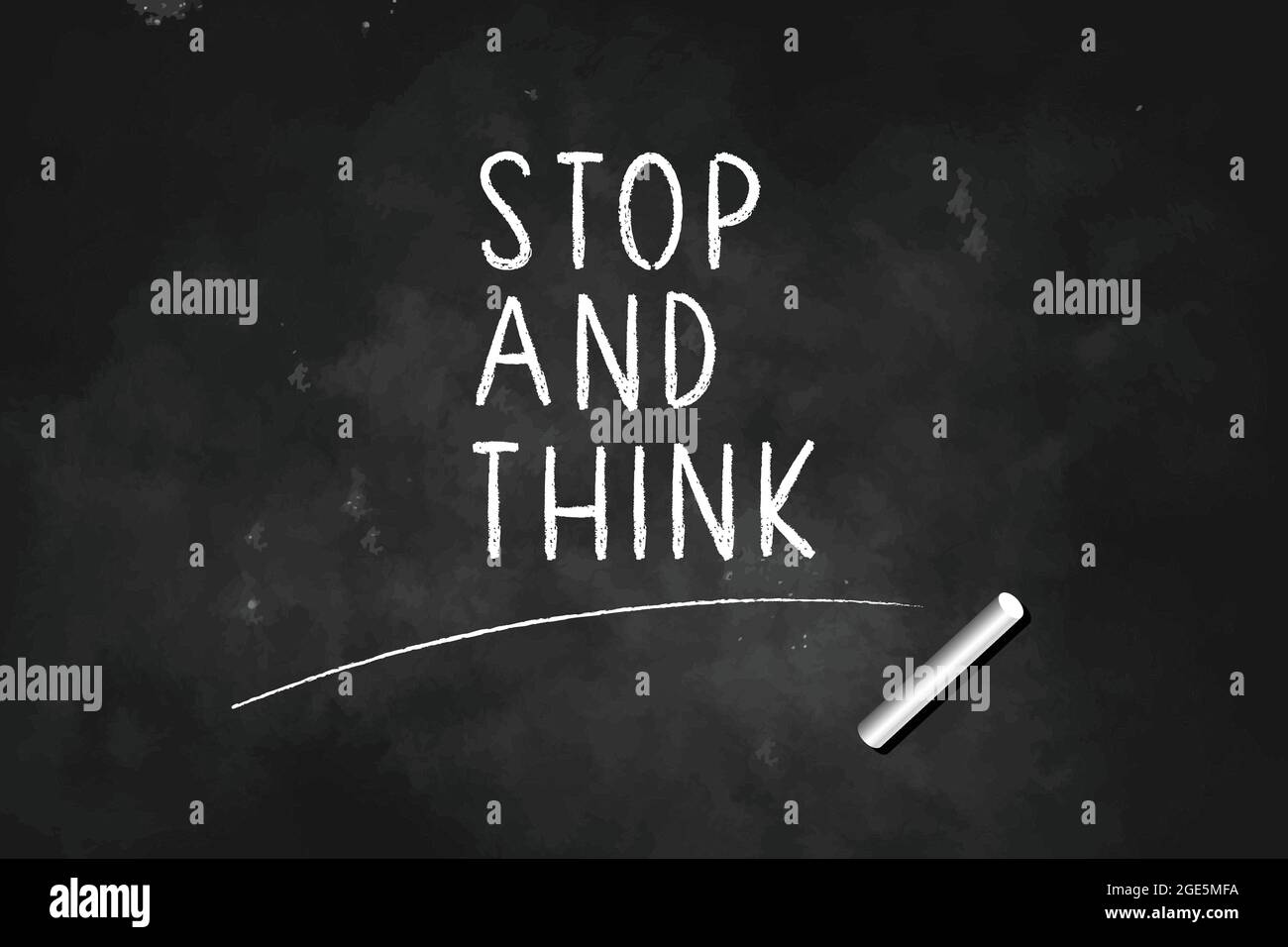 STOP AND THINK written with chalk on blackboard icon logo design vector ...