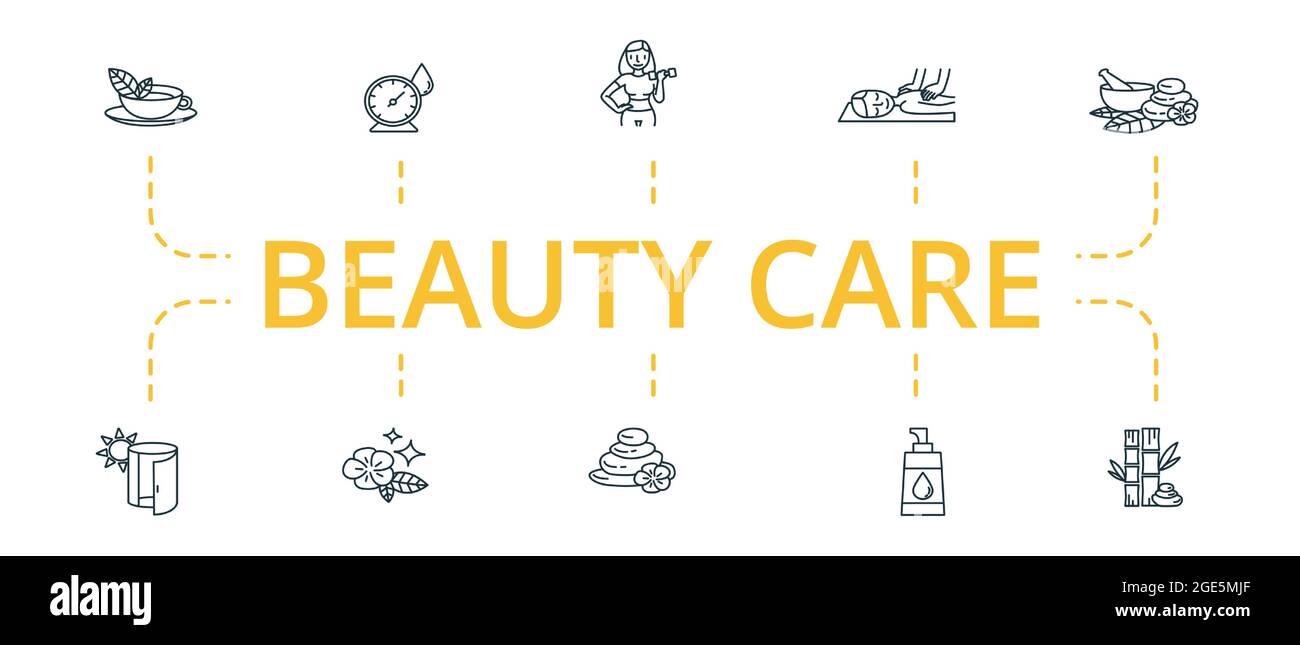 Beauty Care icon set. Contains editable icons theme such as stones ...