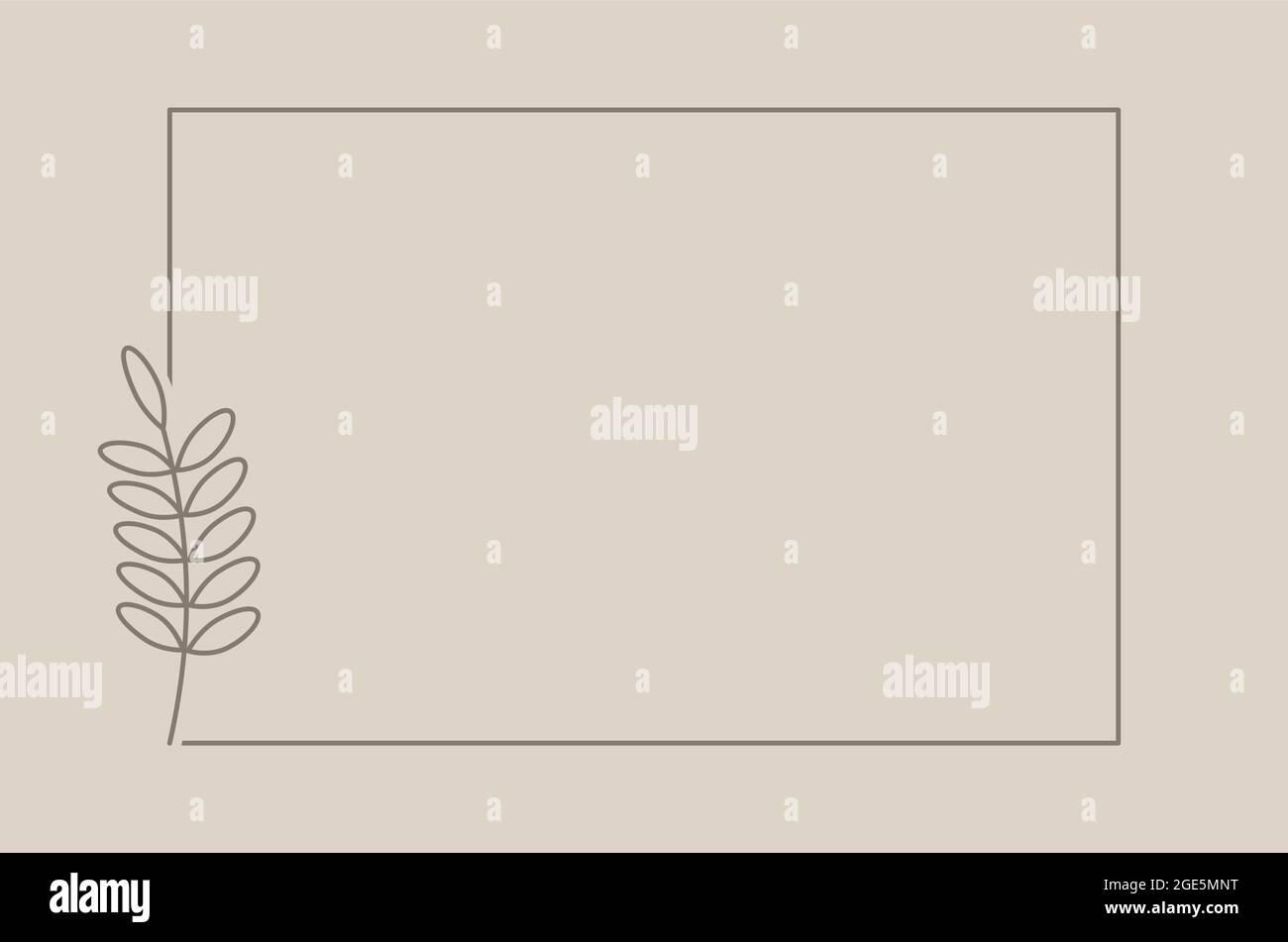 Plant branch in a rectangular frame, with place for text for posters ...