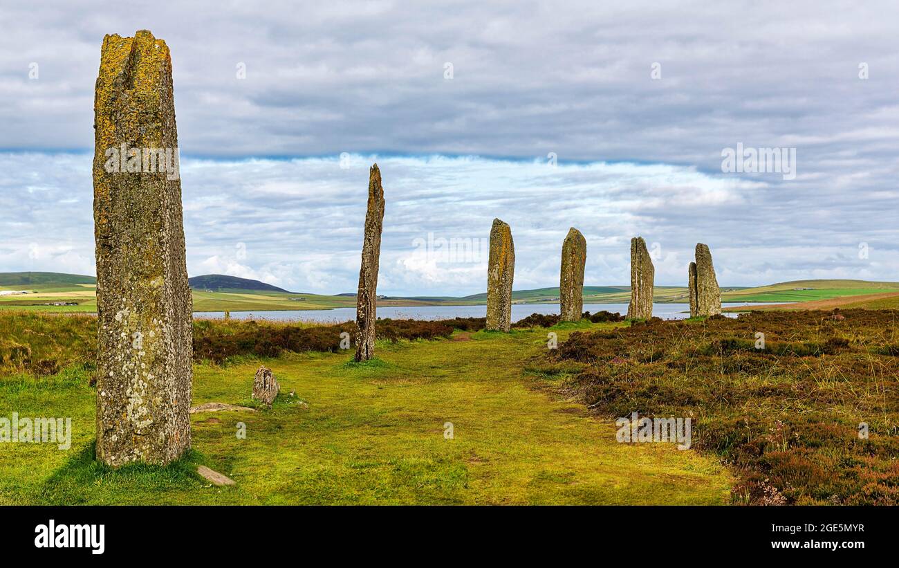 Neolithic stone circle by a loch, Ring of Brodgar, Mainland, Orkney ...