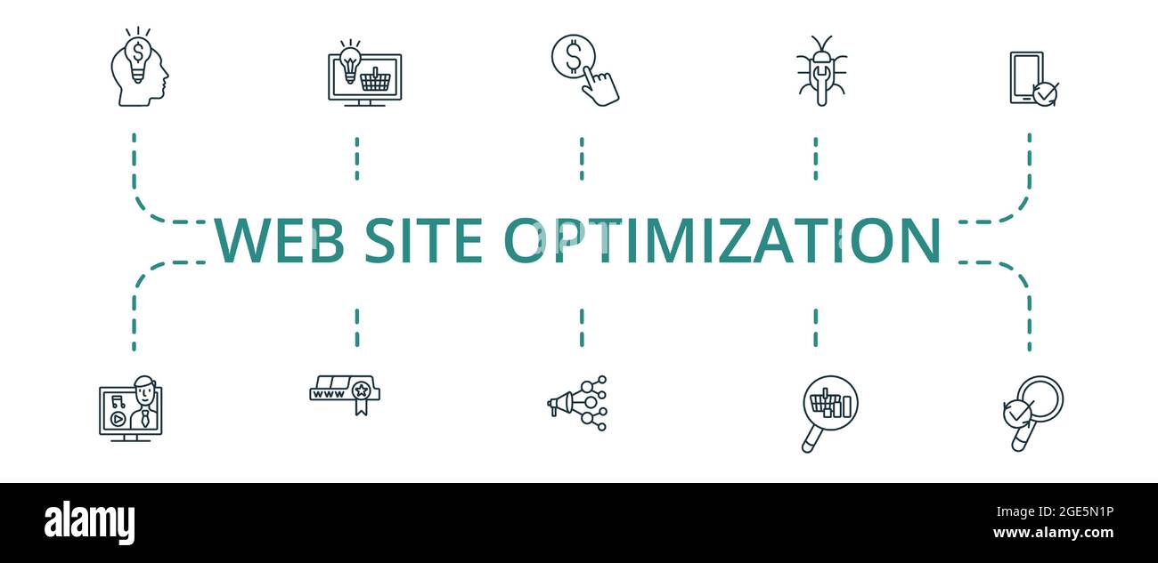 Web Site Optimization icon set. Contains editable icons theme such as ...