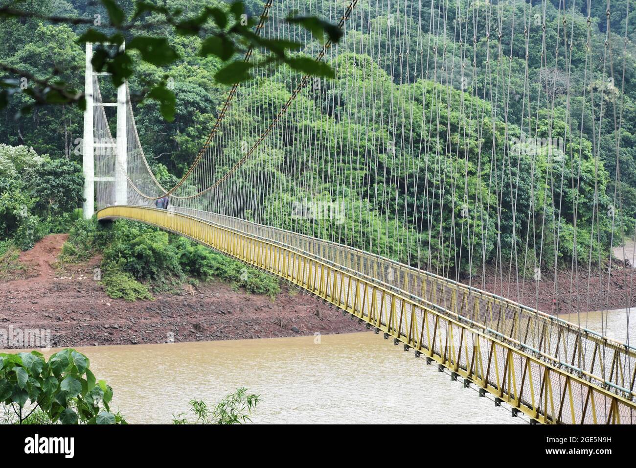 Hanging bridge connecting inner villages of Shivapur and Dehalli ...