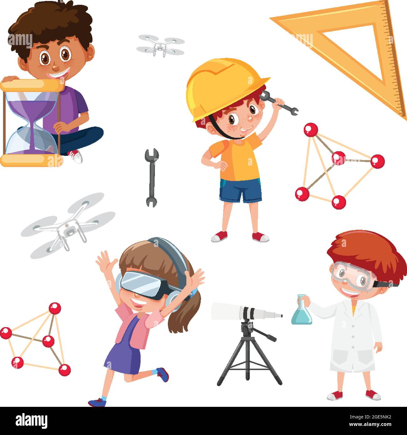 Kids with learning tools illustration Stock Vector Image & Art - Alamy