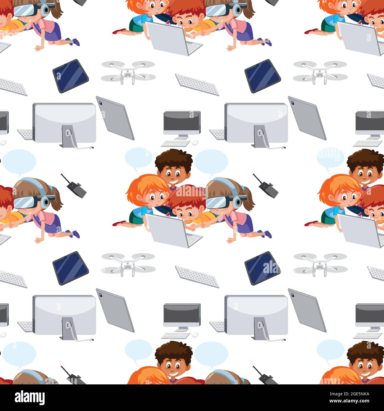 Tech kids leaning tools illustration Stock Vector Image & Art - Alamy