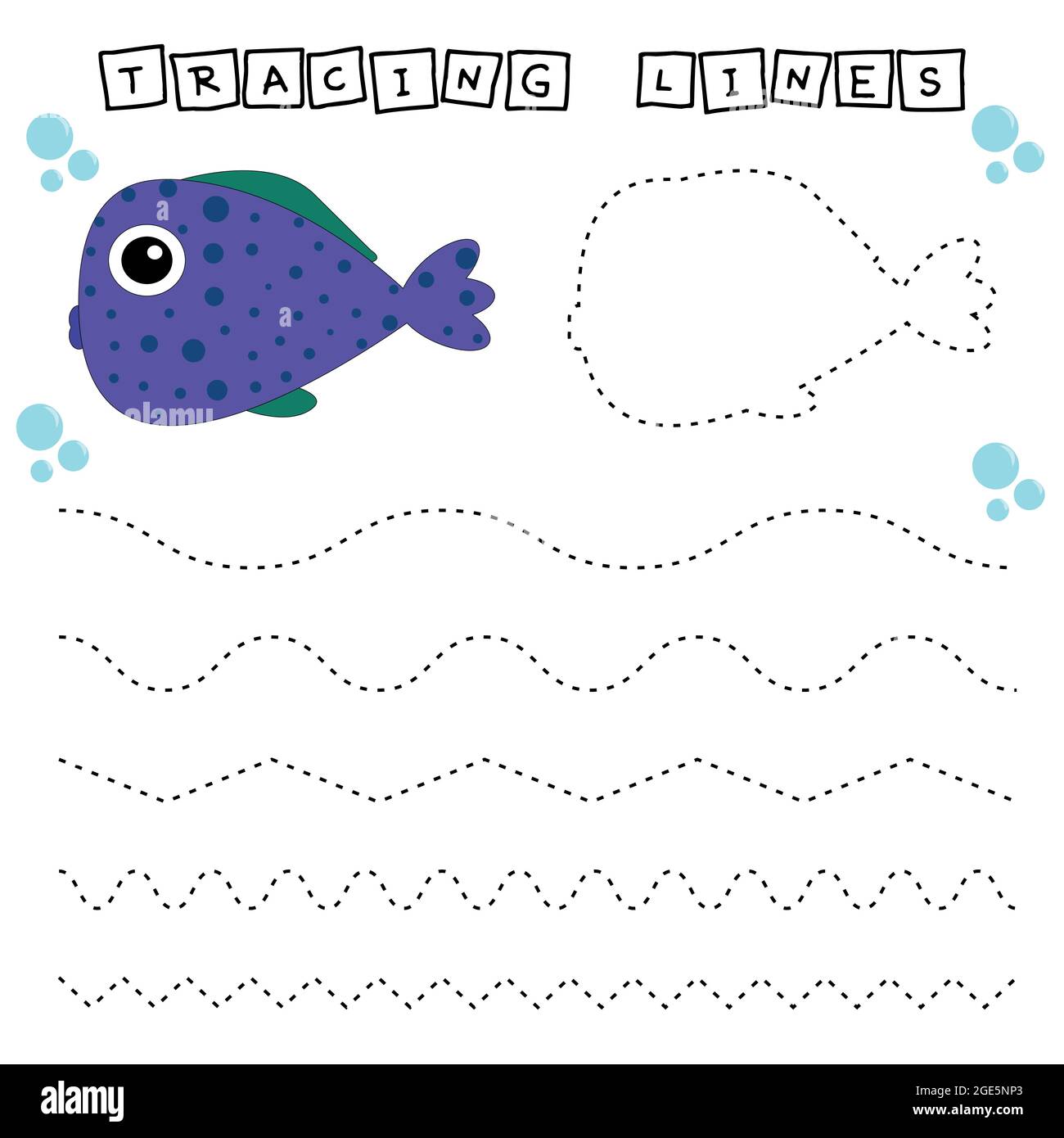 Trace line worksheet with fishes for kids, practicing fine motor skills ...