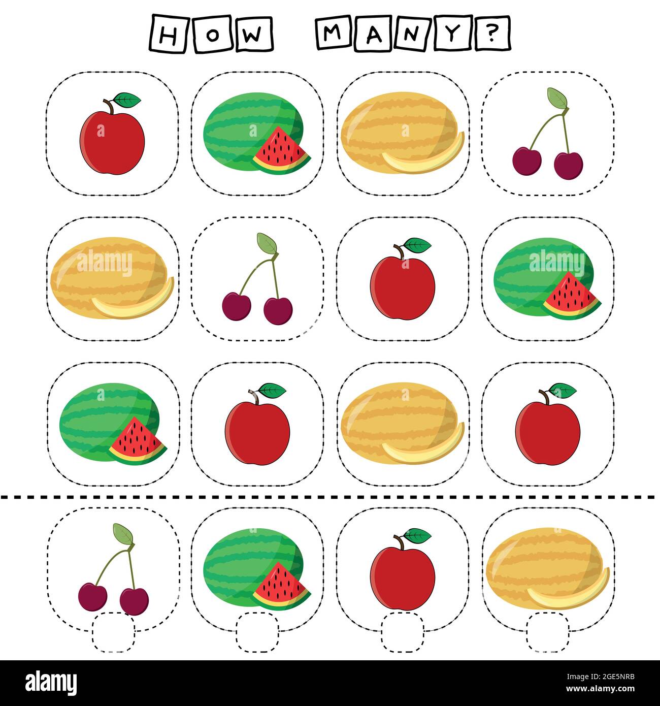 How many counting game with fruites cherry, watermelon, apple, melon ...