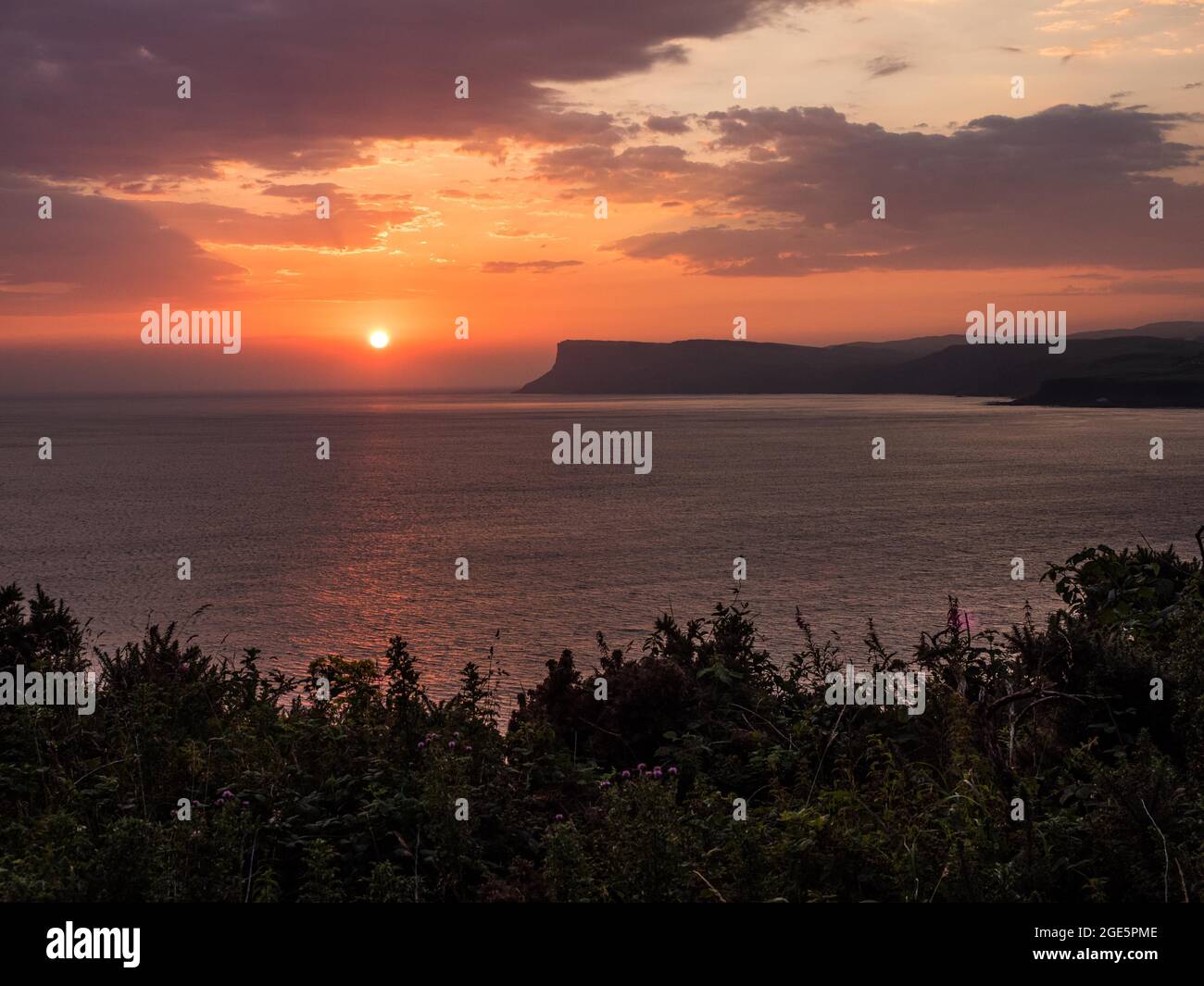 Morning sunrise, Northern Ireland coastal landscape near Ballycastle ...
