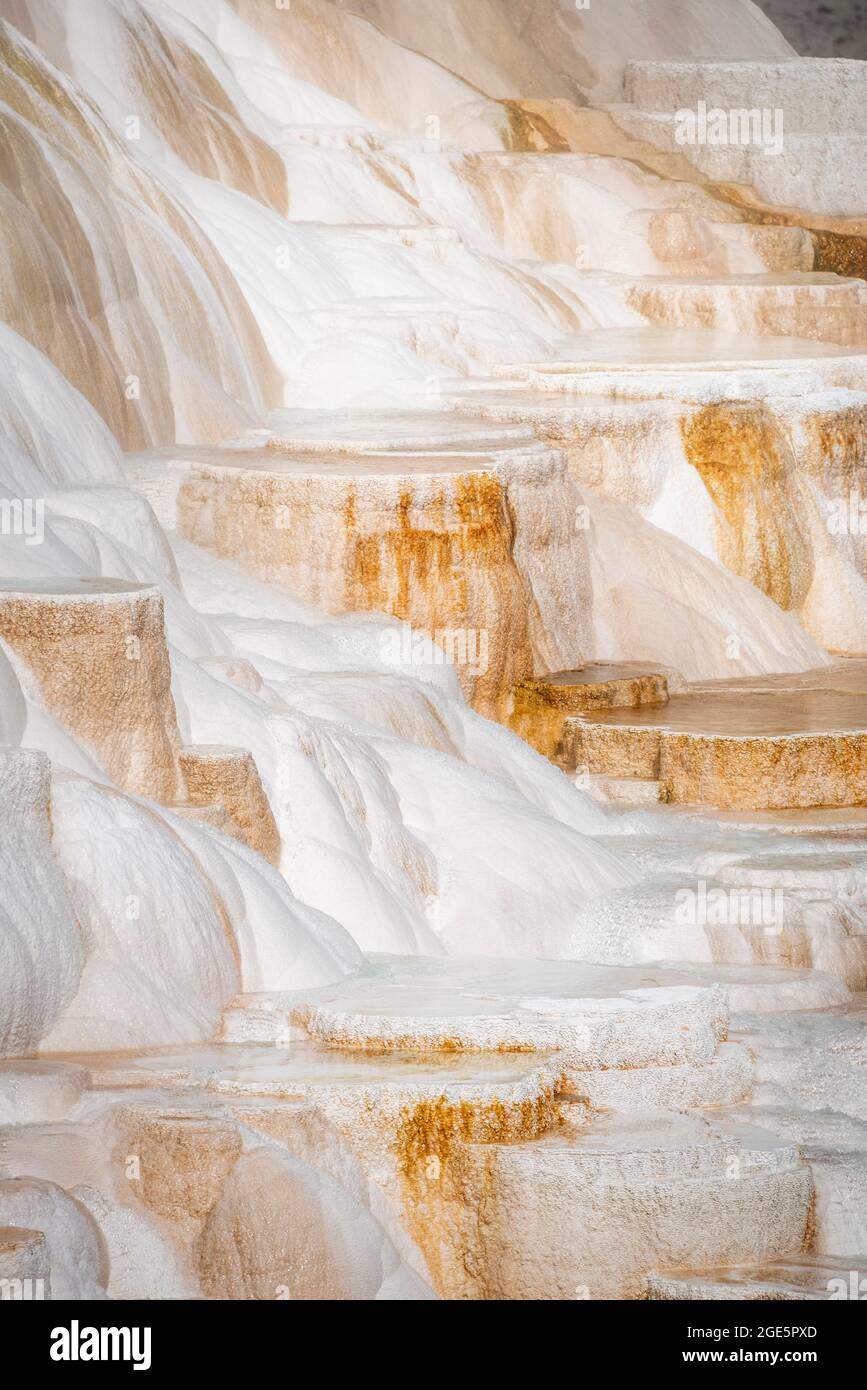 Sinter terraces with calcareous tuff deposits, hot springs, colorful ...