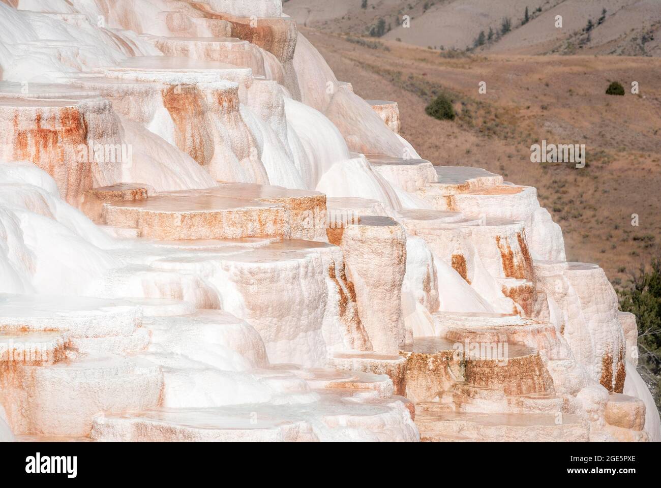 Sinter terraces with calcareous tuff deposits, hot springs, colorful ...
