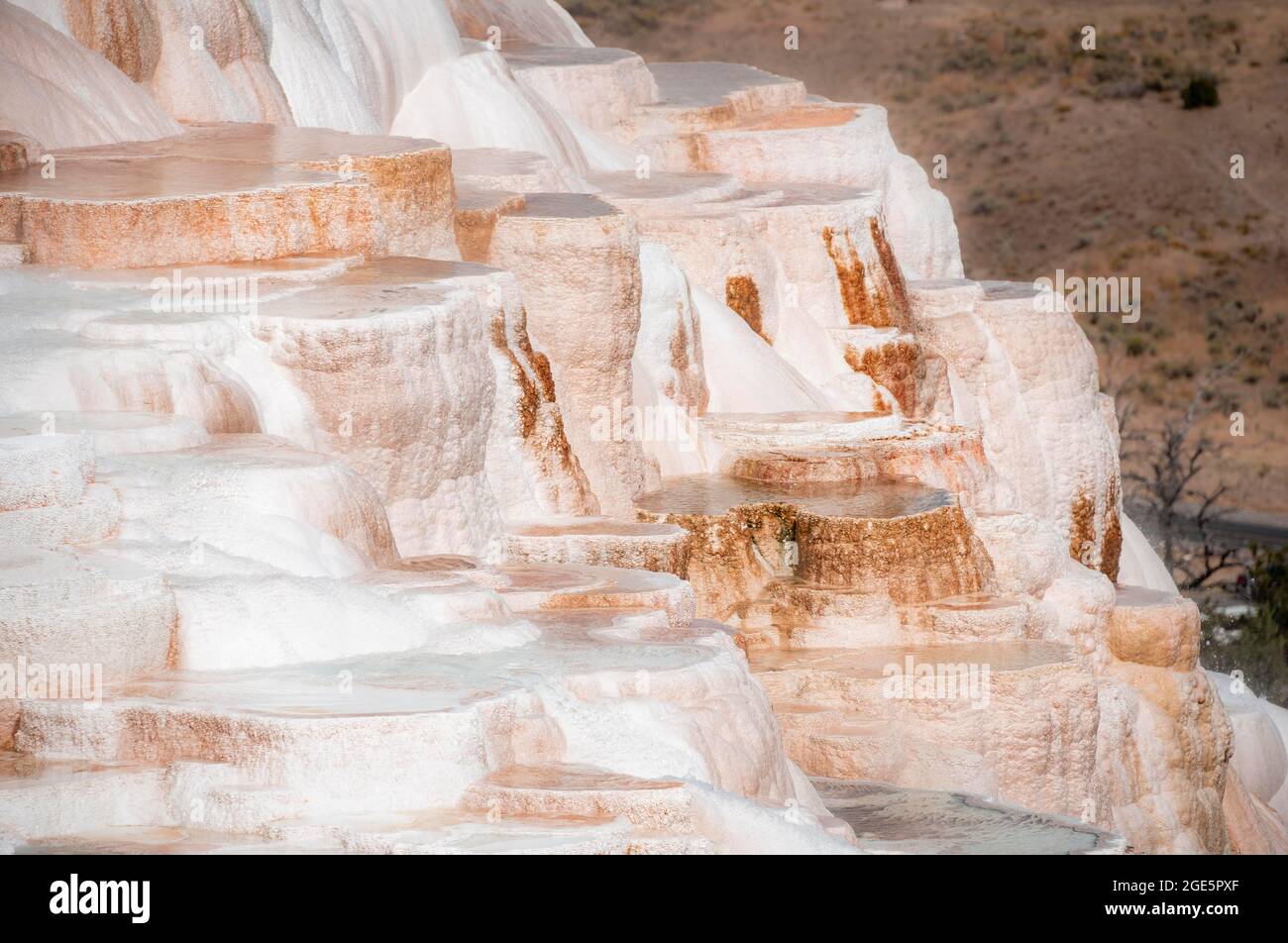 Sinter terraces with calcareous tuff deposits, hot springs, colorful ...