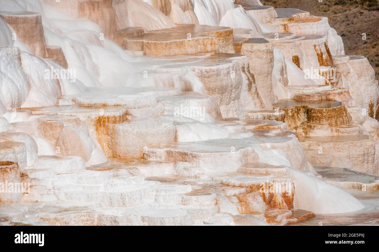 Sinter terraces with calcareous tuff deposits, hot springs, colorful ...