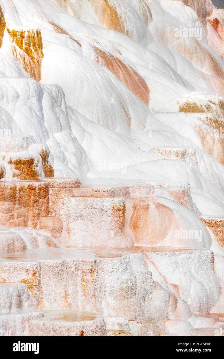 Sinter terraces with calcareous tuff deposits, hot springs, colorful ...