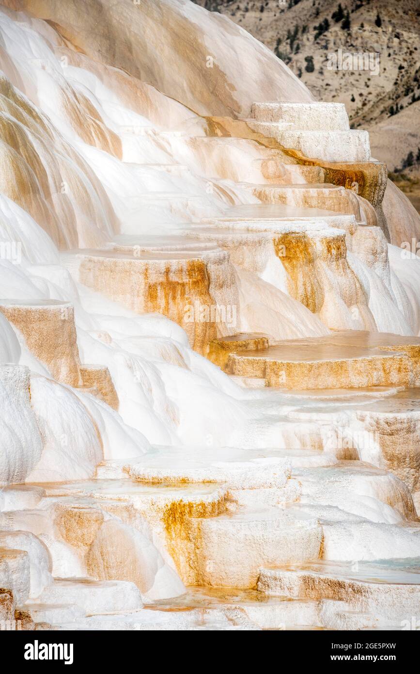Sinter terraces with calcareous tuff deposits, hot springs, colorful ...