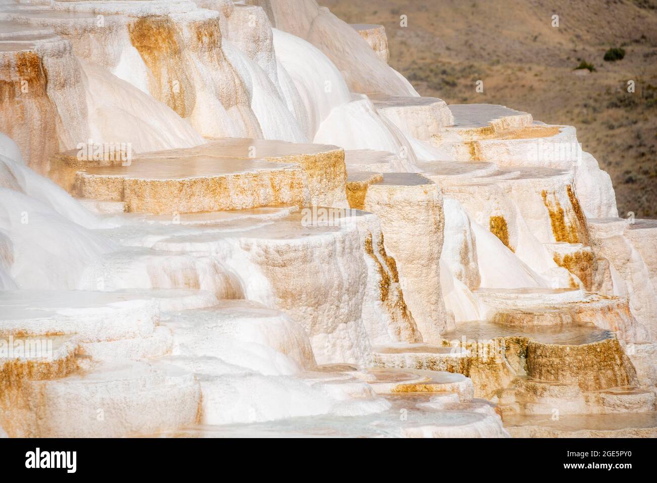 Sinter terraces with calcareous tuff deposits, hot springs, colorful ...