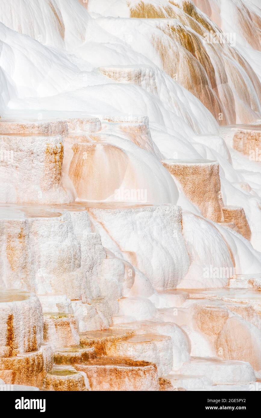 Sinter terraces with calcareous tuff deposits, hot springs, colorful ...