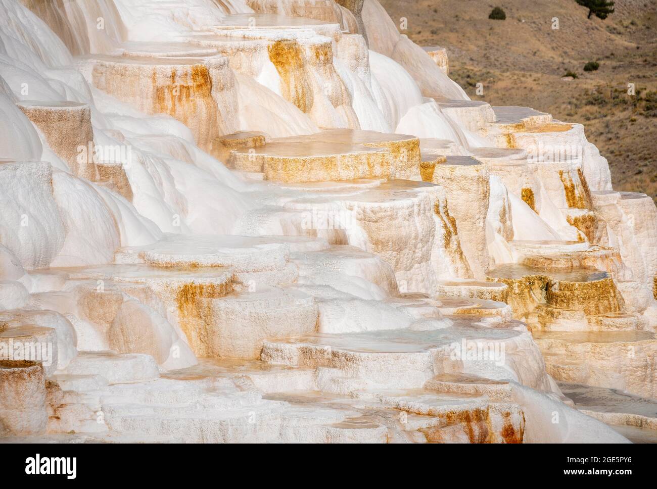 Sinter terraces with calcareous tuff deposits, hot springs, colorful ...