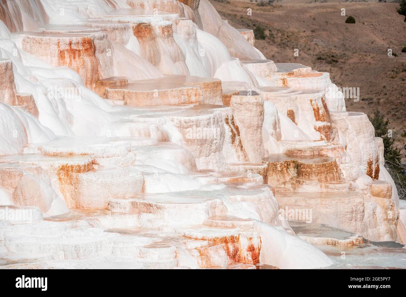 Sinter terraces with calcareous tuff deposits, hot springs, colorful ...