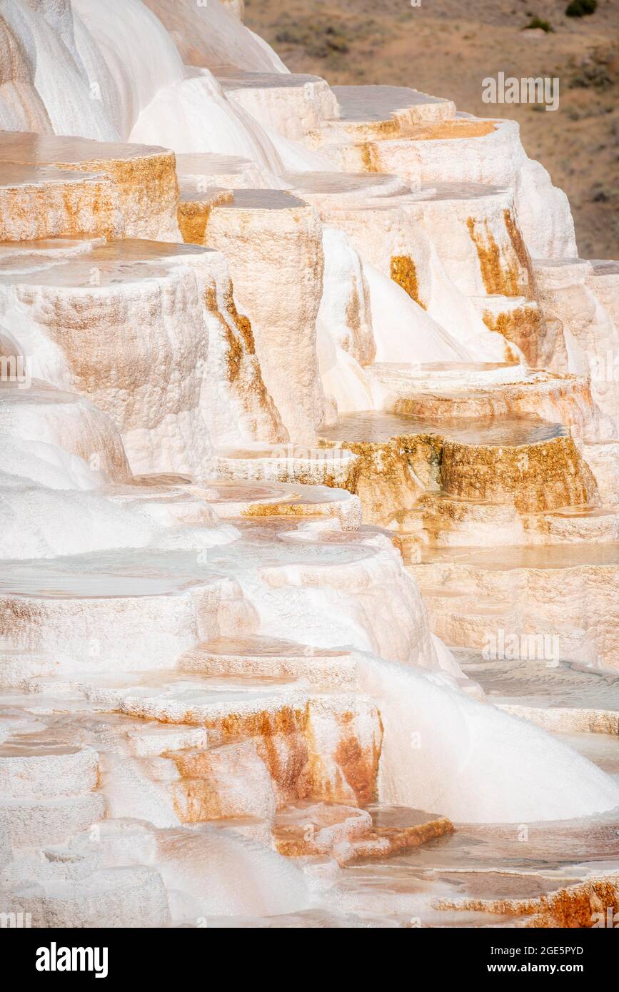 Sinter terraces with calcareous tuff deposits, hot springs, colorful ...