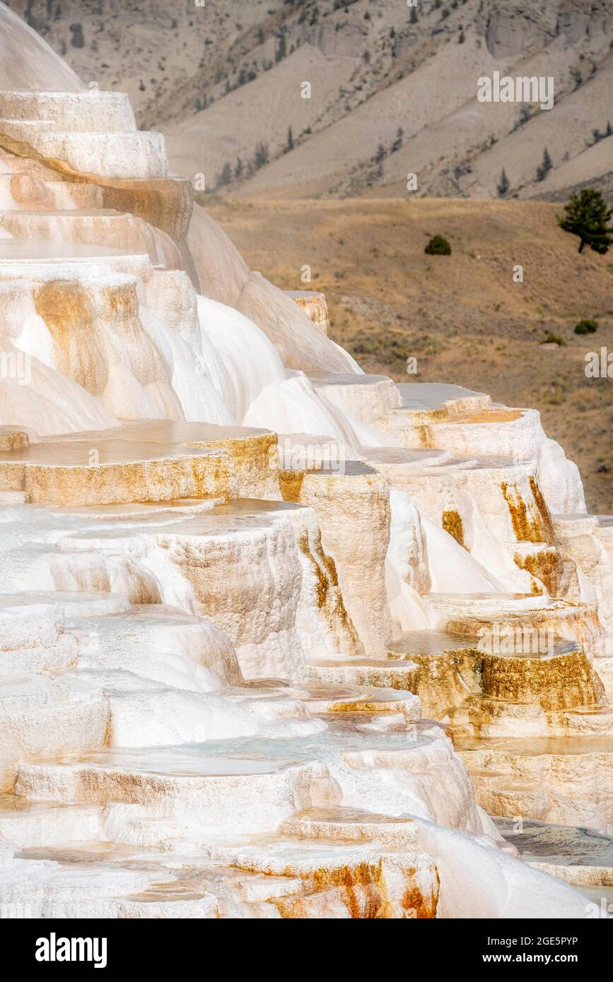 Sinter terraces with calcareous tuff deposits, hot springs, colorful ...