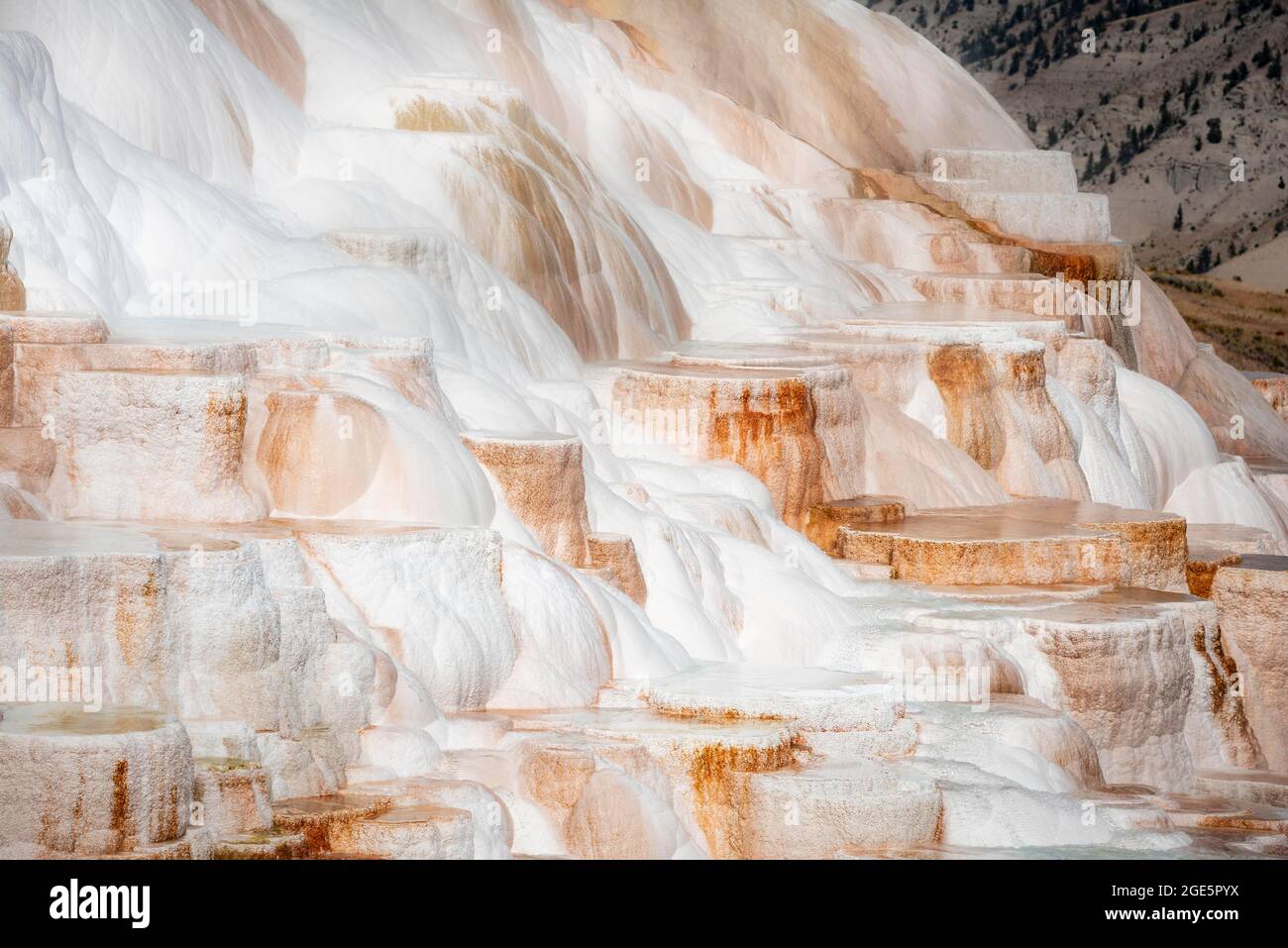 Sinter terraces with calcareous tuff deposits, hot springs, colorful ...