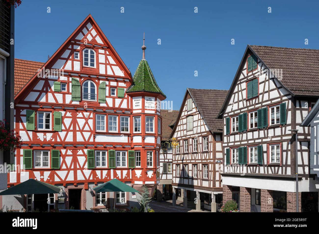 Half-timbered houses in Schiltach in the Kinzigtal, Black Forest, Baden ...